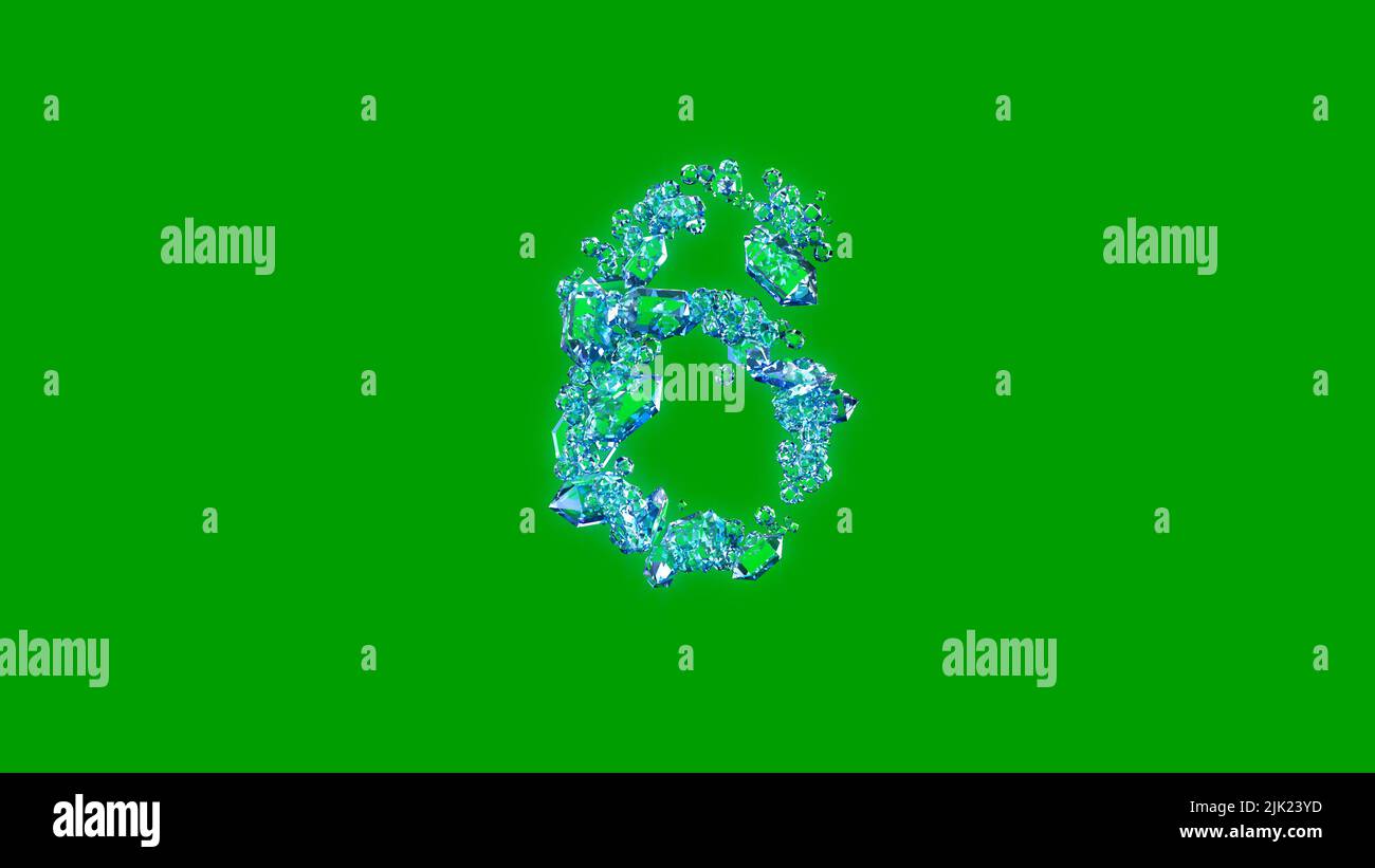 pretty blue transparent diamonds font - number 6, isolated - object 3D ...