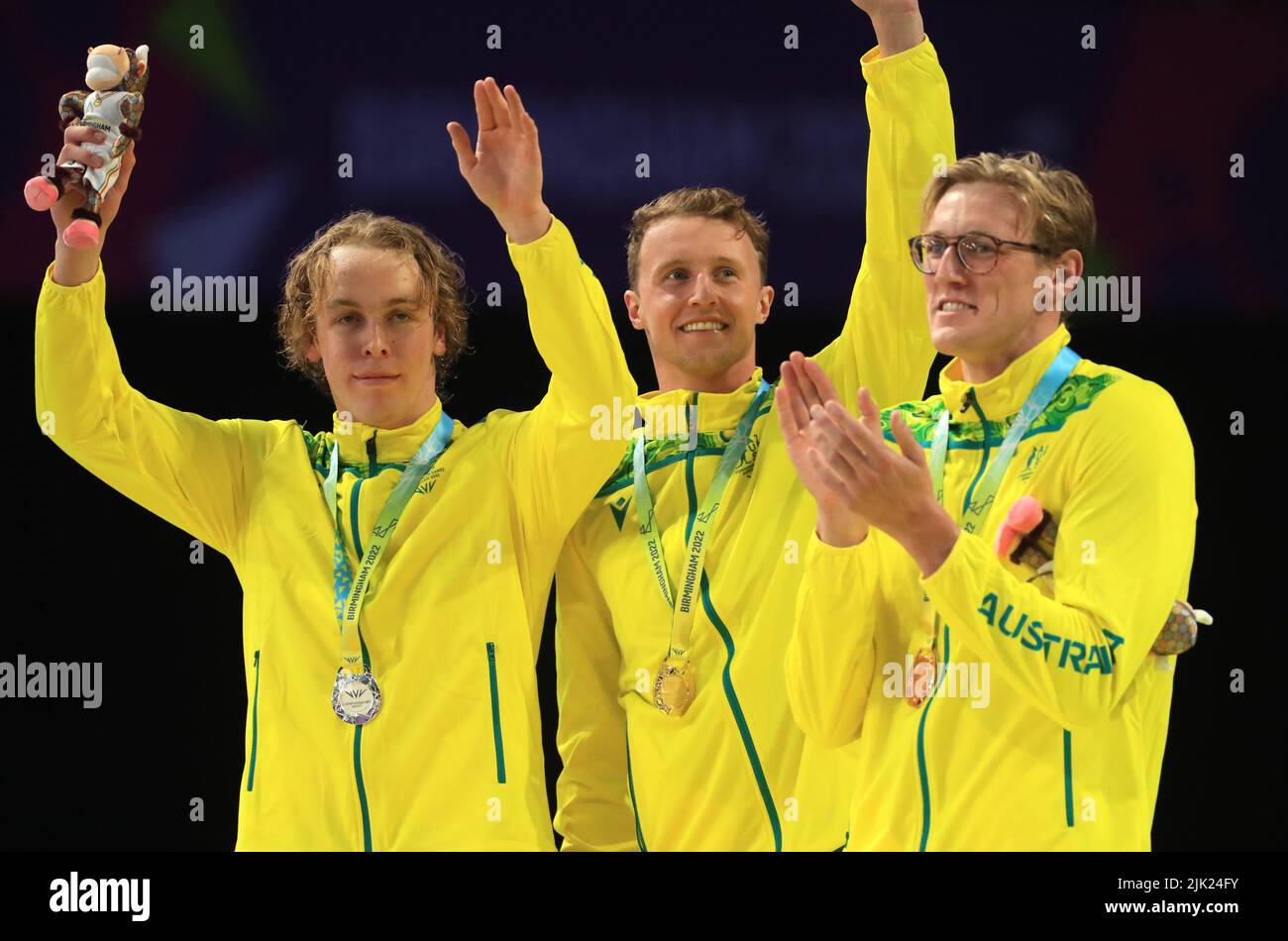 Australia's Sam Short, silver, Elijah Winnington, gold and Mack Horton ...