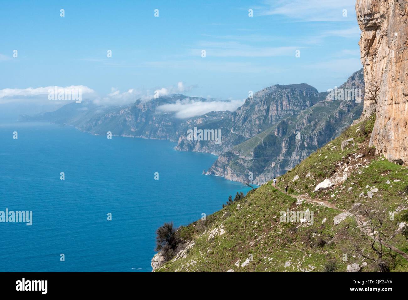 Shoreline of the scenic Amalfi coast from the path of the Gods, Italy ...