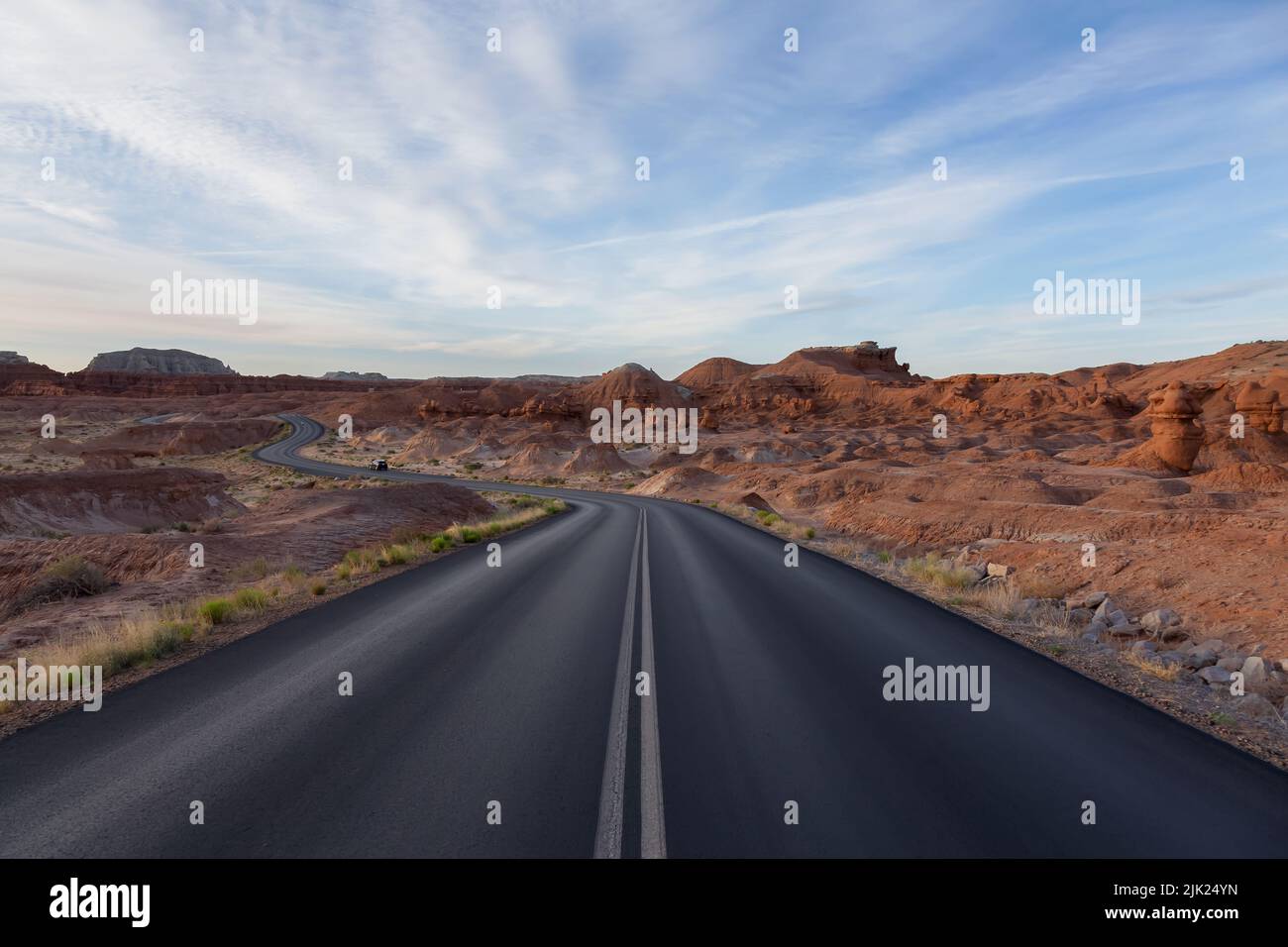Scenic Road surrounded by Red Rock Mountains in the Desert Stock Photo ...
