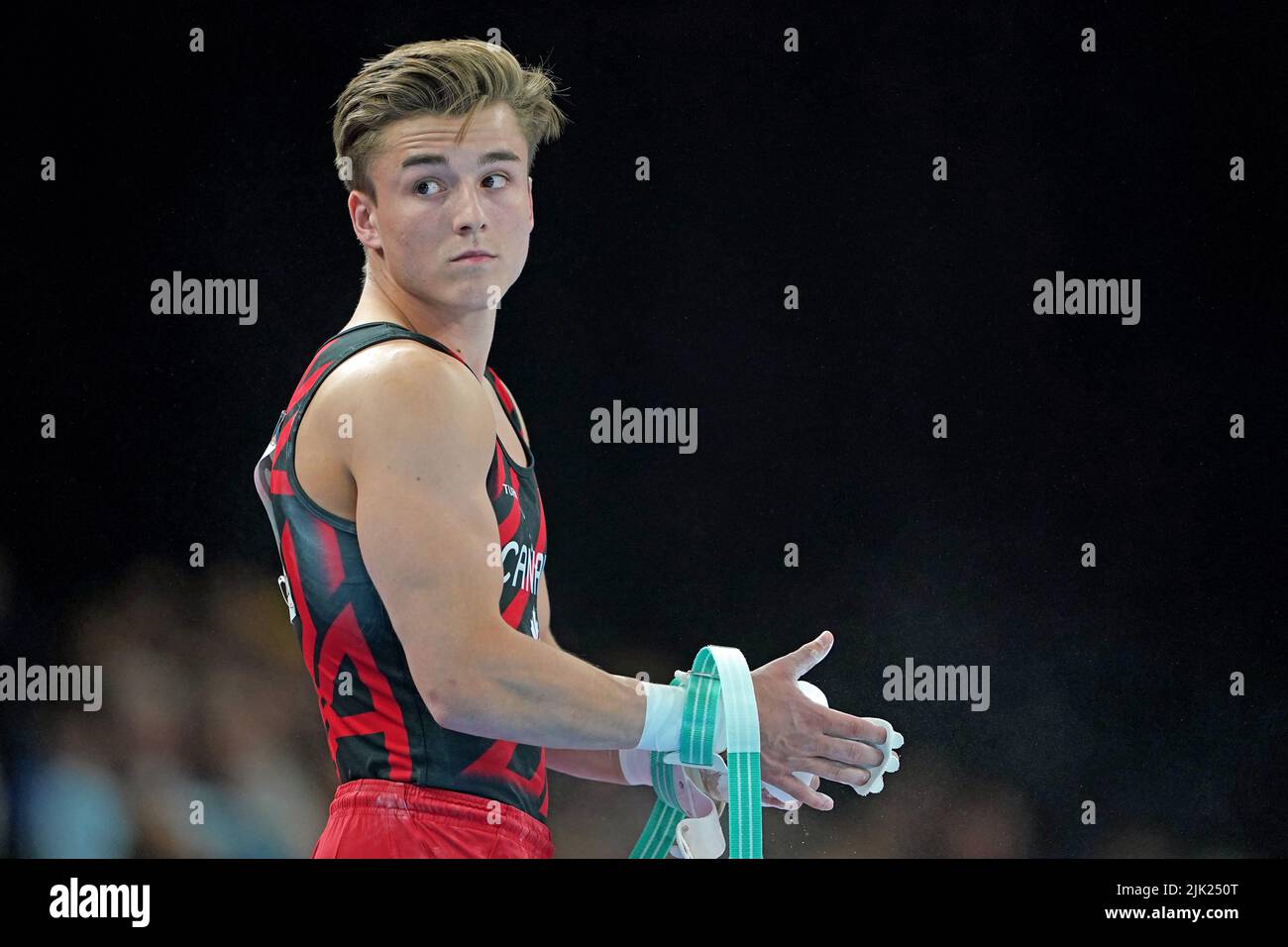 Canada's Felix Dolci in action during his bars rotation of the Men's ...