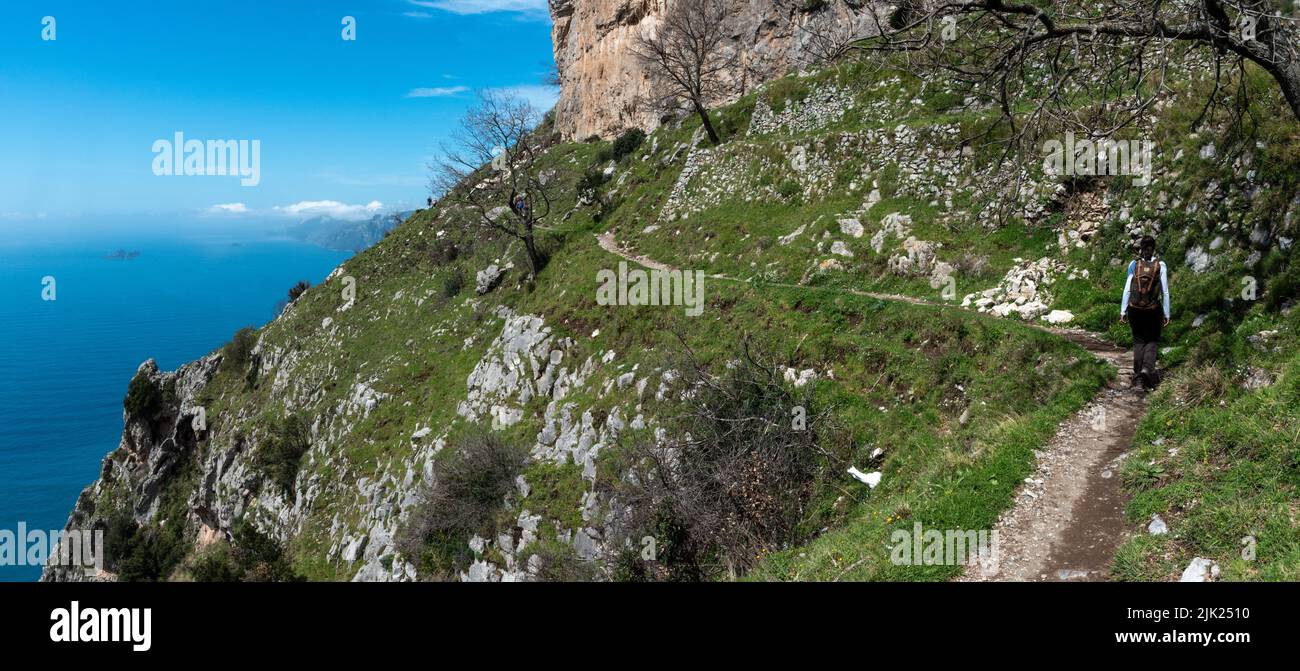 Hiking the famous path Sentiero degli Dei, the path of Gods at the ...