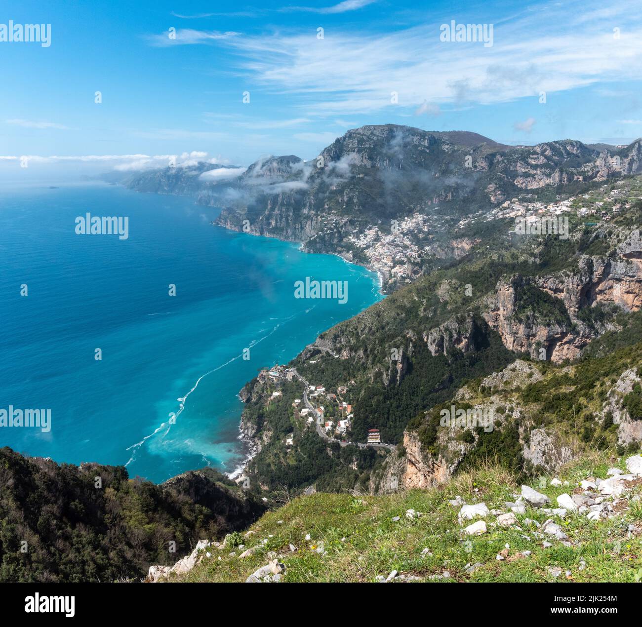 View of the town of Positano from the path of Gods, Italy Stock Photo ...