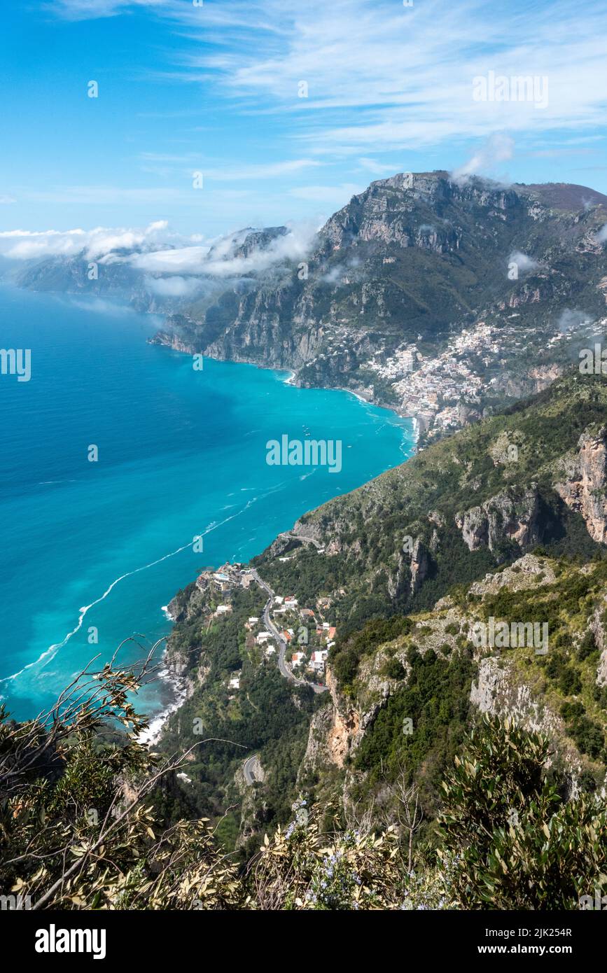 Amalfi coast and bay of salerno from positano hi-res stock photography ...
