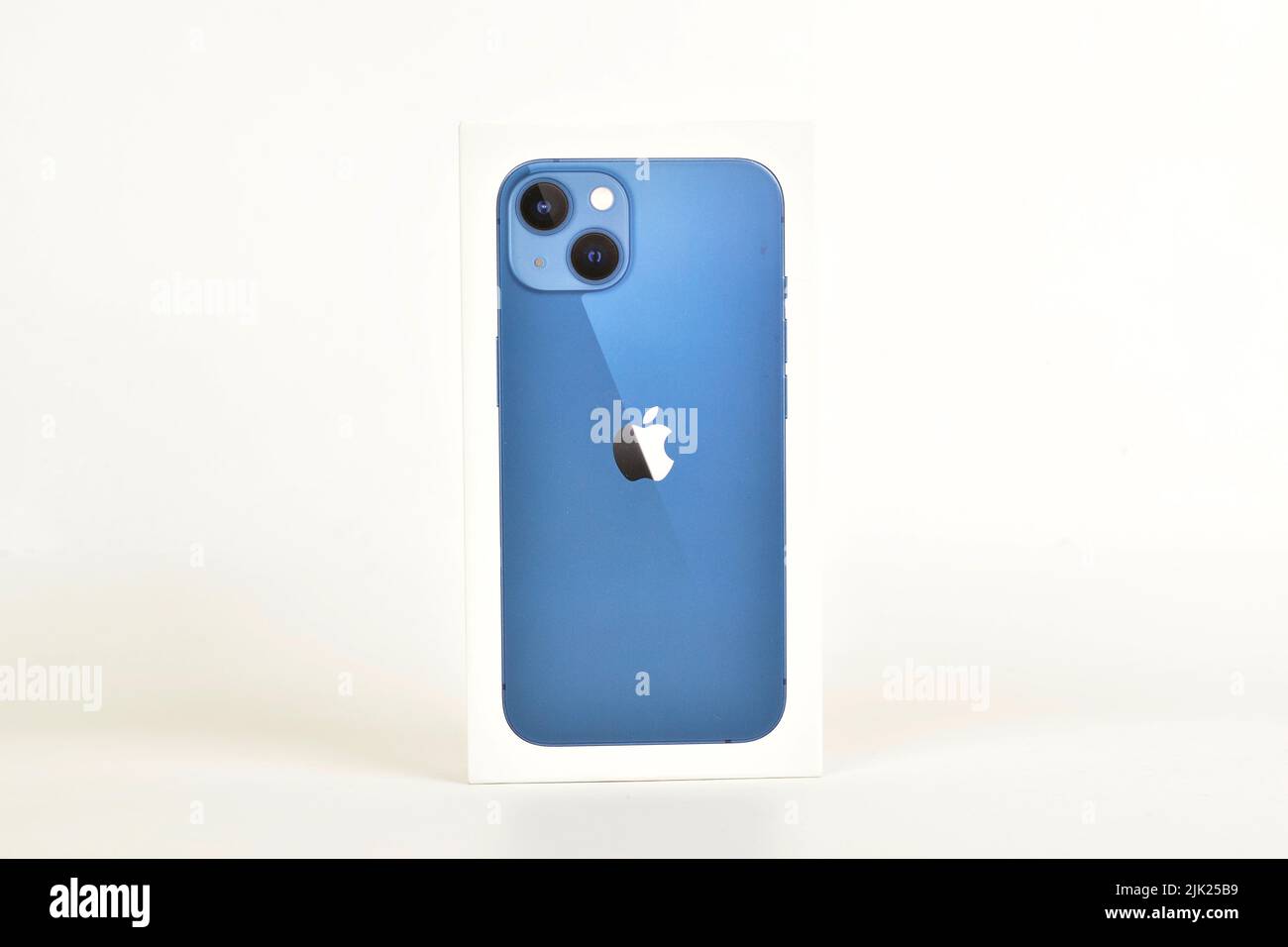 New Delhi, India - June 22, 2022: Iphone 13 box isolated on white ...