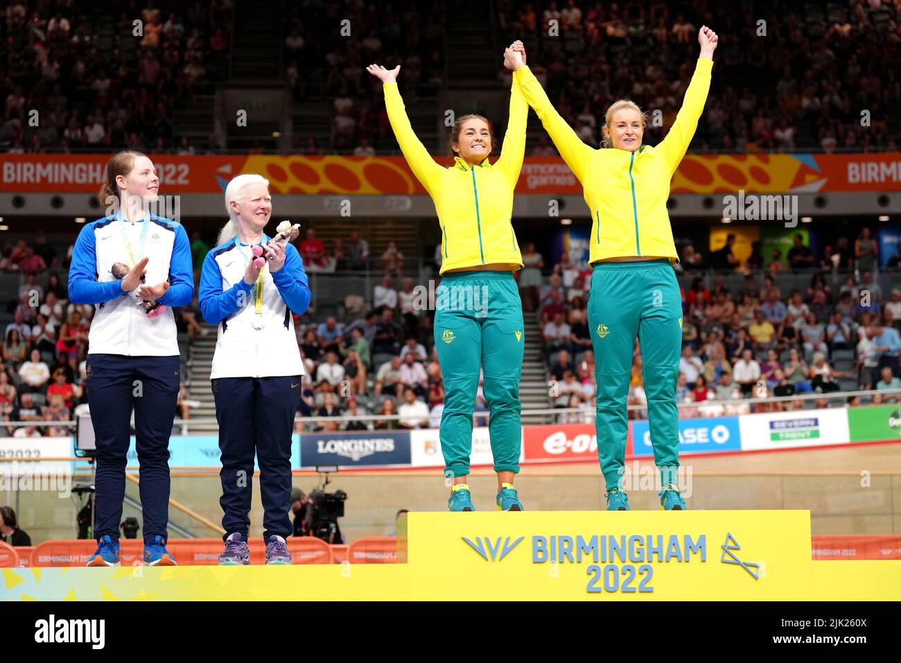 Australia's Jessica Gallagher (right) and pilot Caitlin Ward celebrates ...