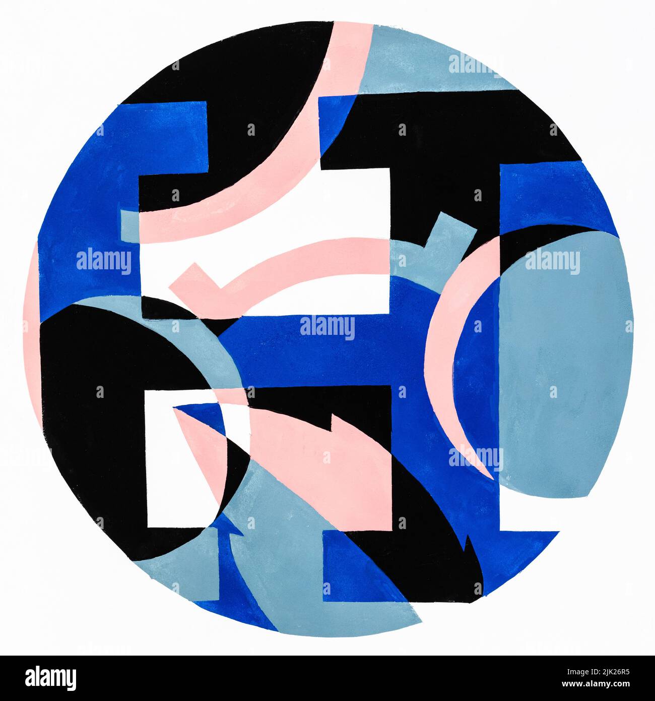 abstract round composition with letter H, spectacles and tree leaf hand ...