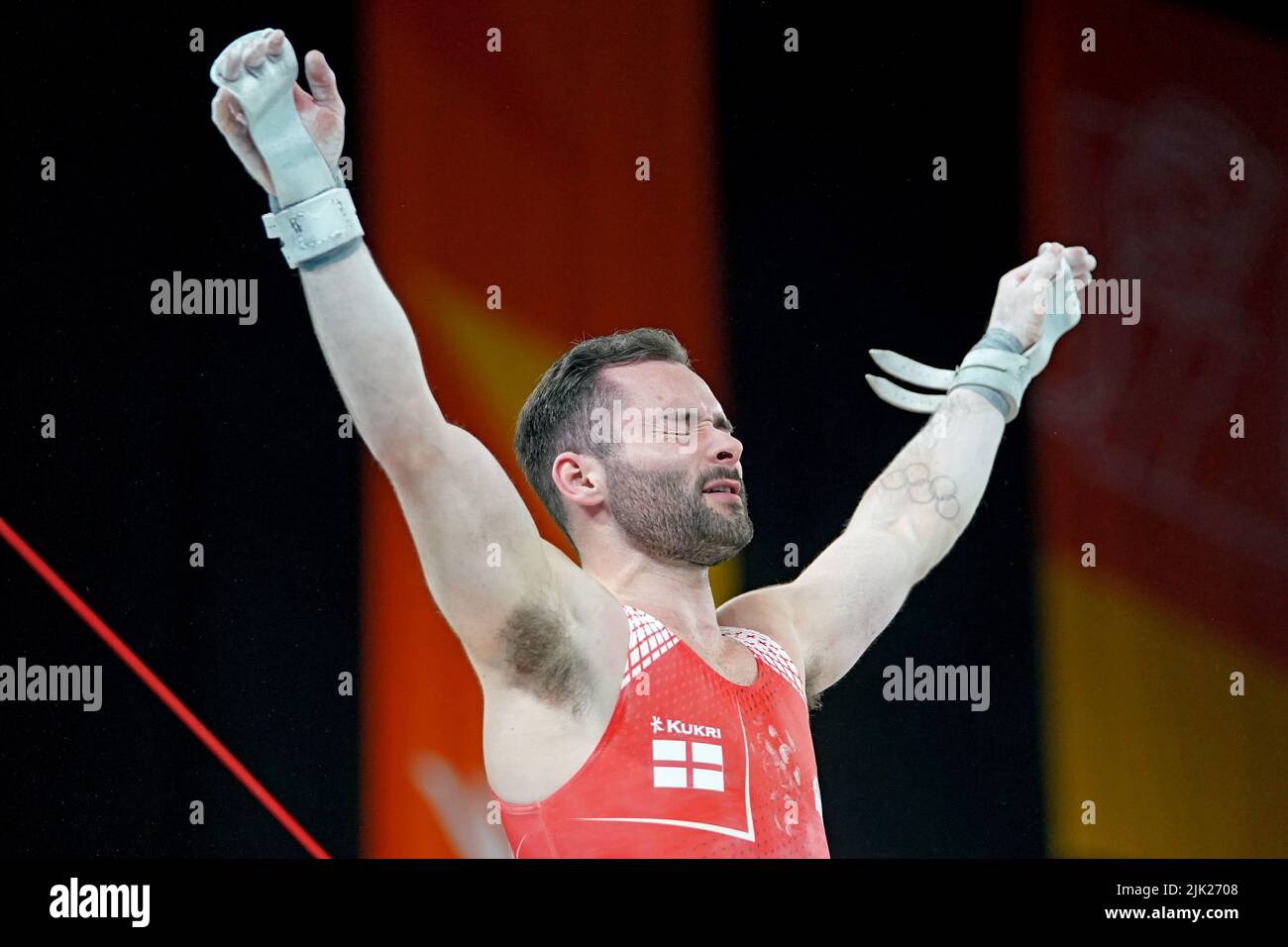 England's James Hall in action during his bars rotation of the Men's ...