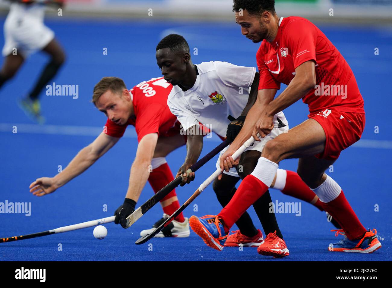 England's David Goodfield (L), Ghana's Benjamin Kwofie and England's ...