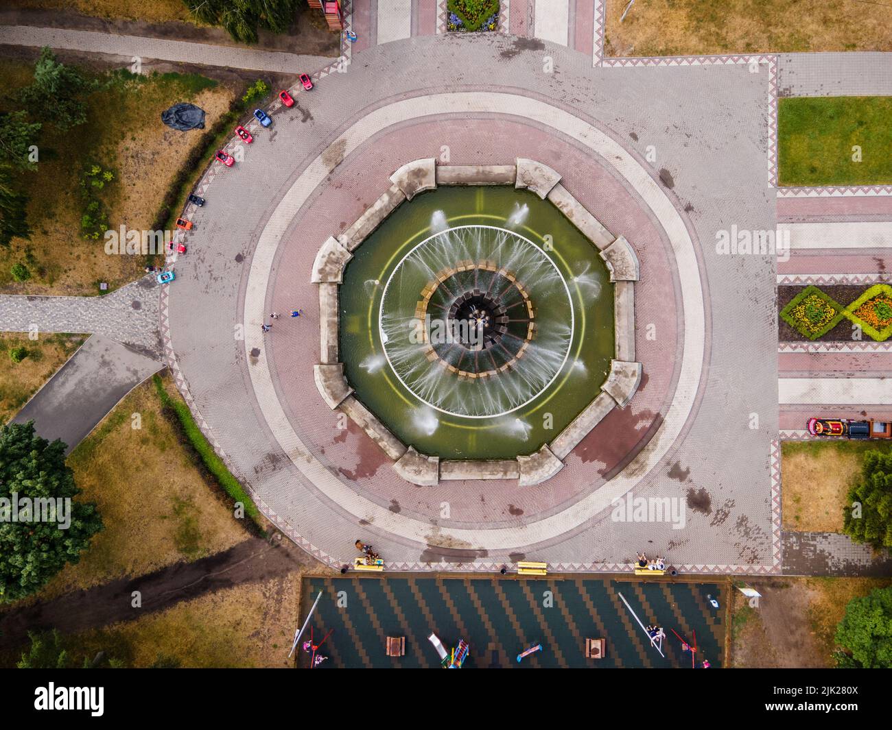 Aerial view from a drone Soviet park with an airplane monument Stock ...
