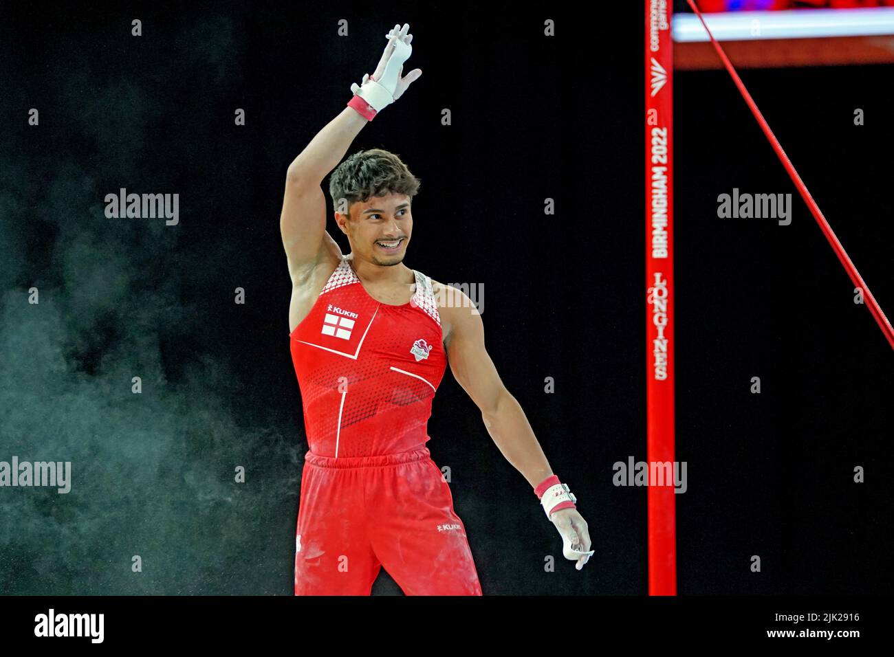 England's Jake Jarman in action during his bars rotation in the Men's ...