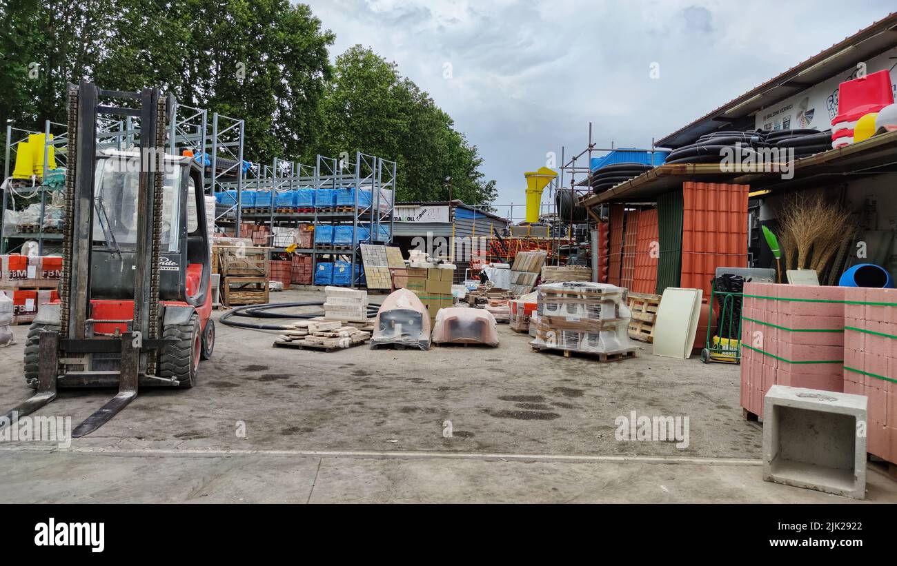 Construction material warehouse stack bricks hi-res stock photography ...