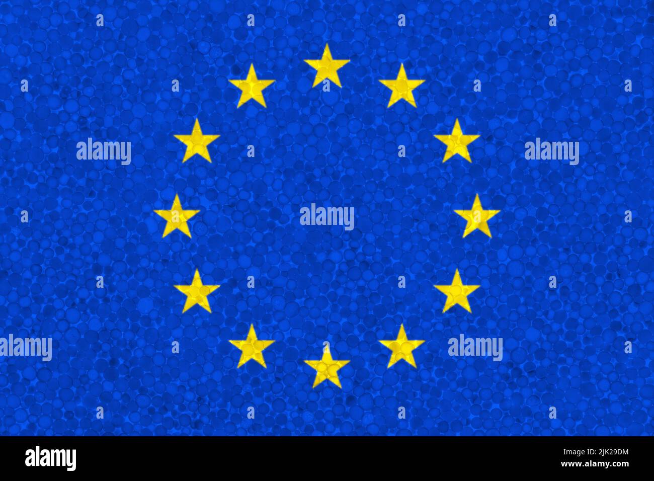 European Flag on styrofoam texture. Flag of Europe painted on the ...