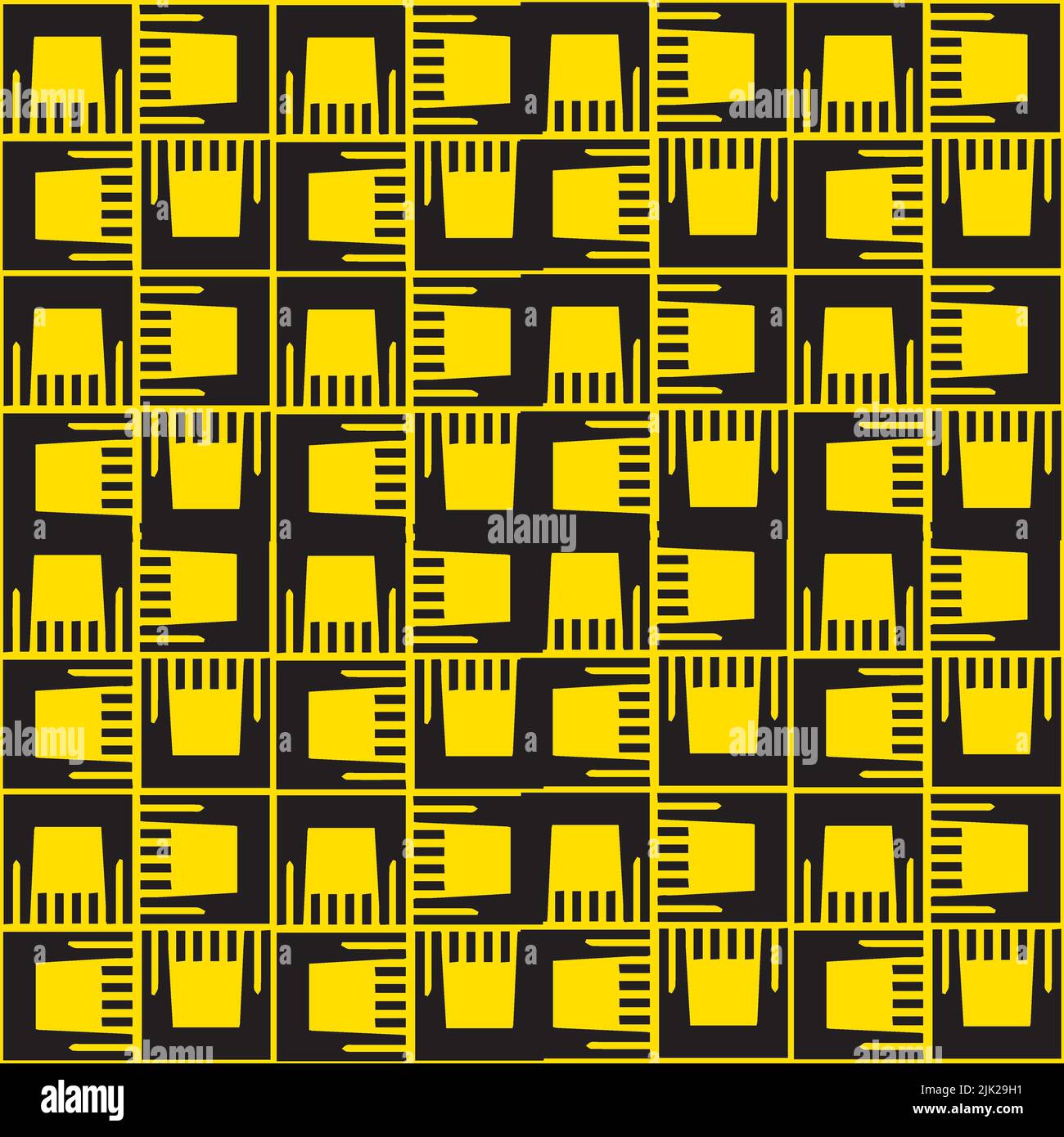 Yellow and black abstract geometric shape seamless vector pattern Stock ...