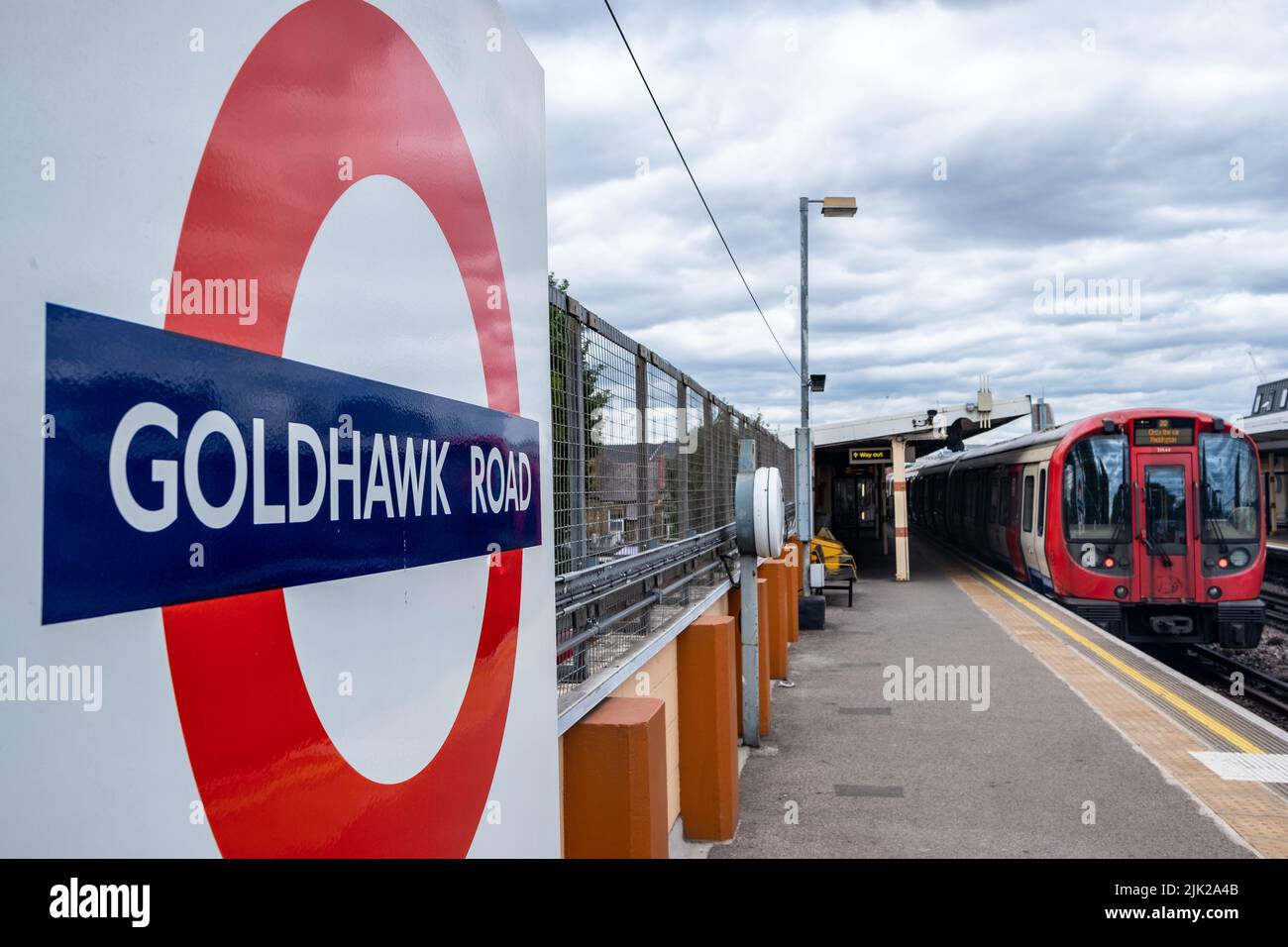 London- July 2022: Goldhawk Road station on Goldhawk Road and Shepherds ...