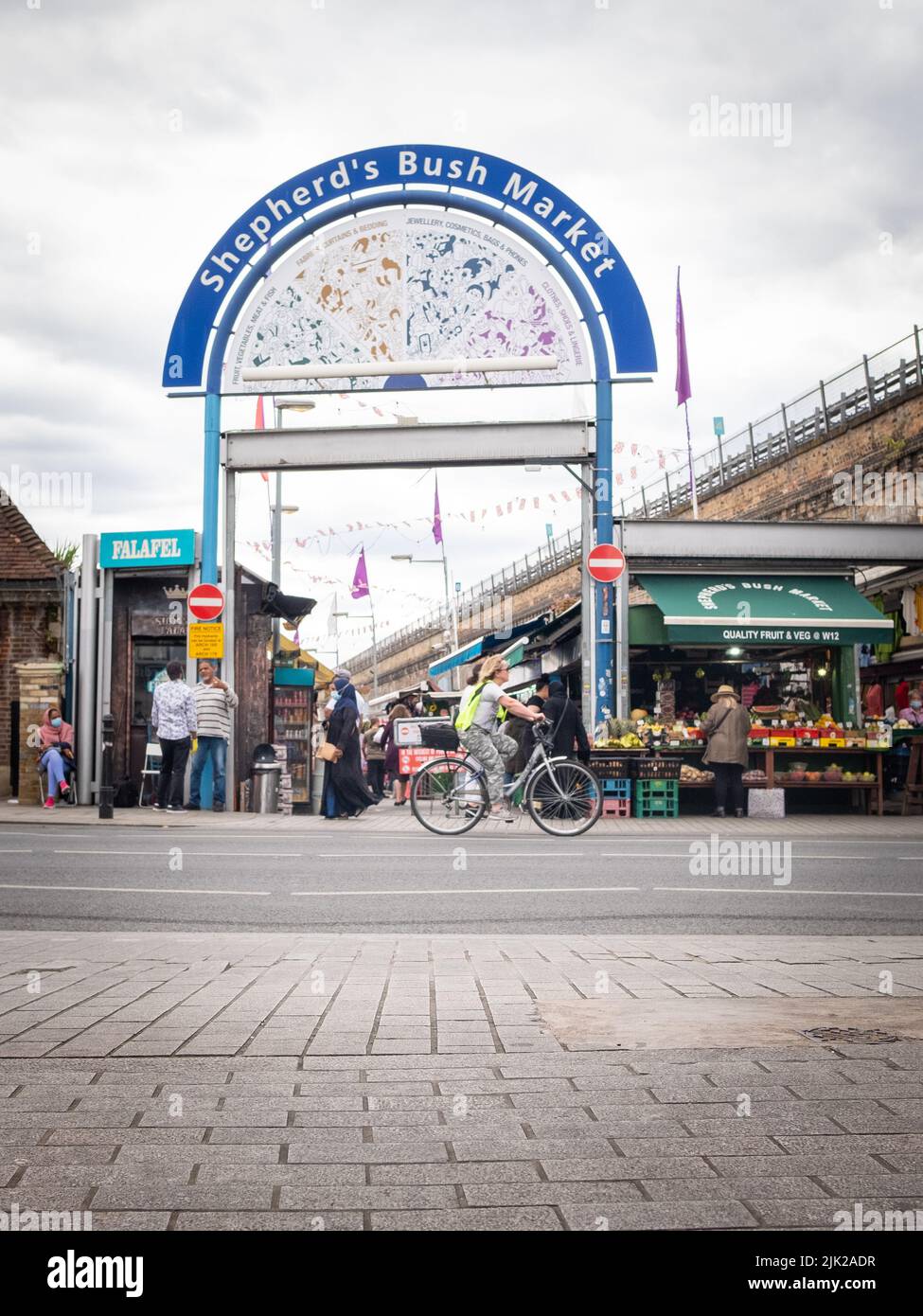 London, July 2022: Shepherds Bush Market in West London. A old market ...