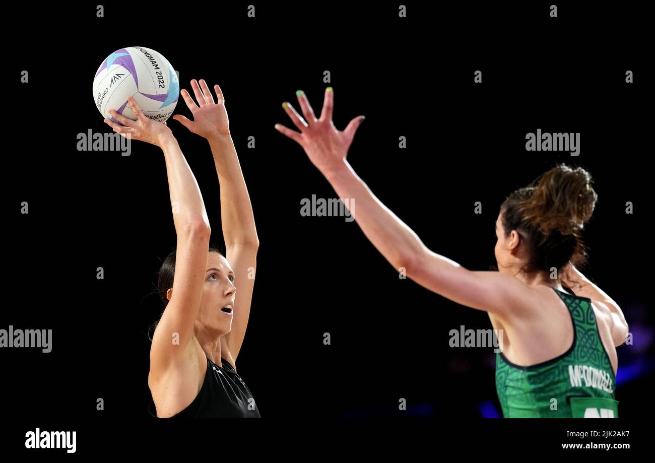 New Zealand's Bailey Mes (left) and Northern Ireland's Olivia McDonald ...