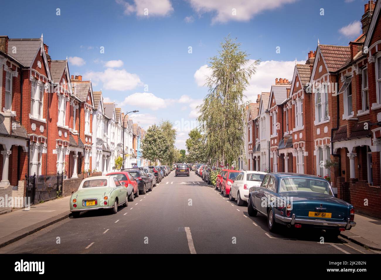 London, July 2022: Residential Street in Hammersmith / Shepherds Bush ...
