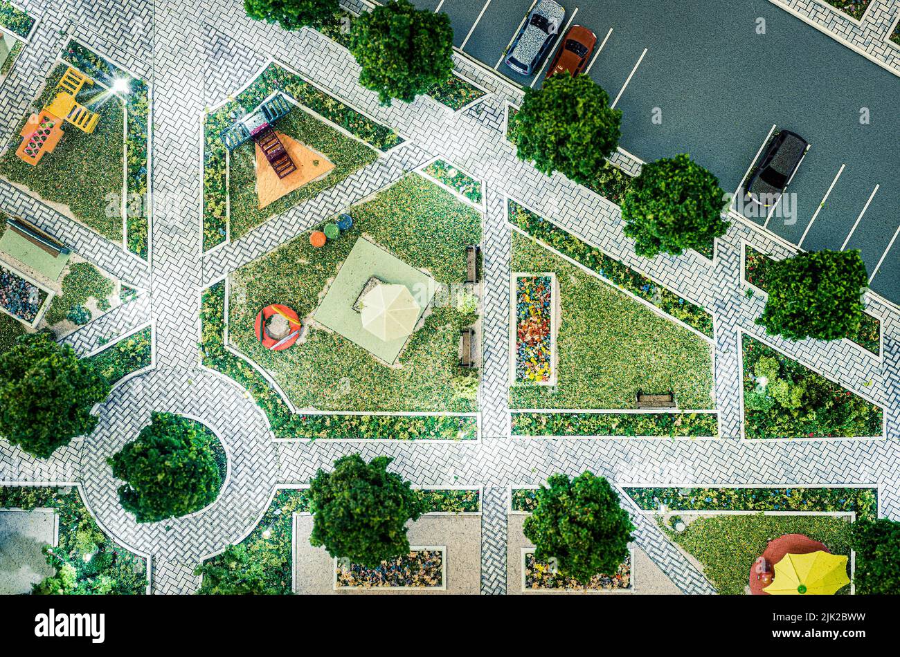 miniature scaled model of city public spaces Stock Photo - Alamy