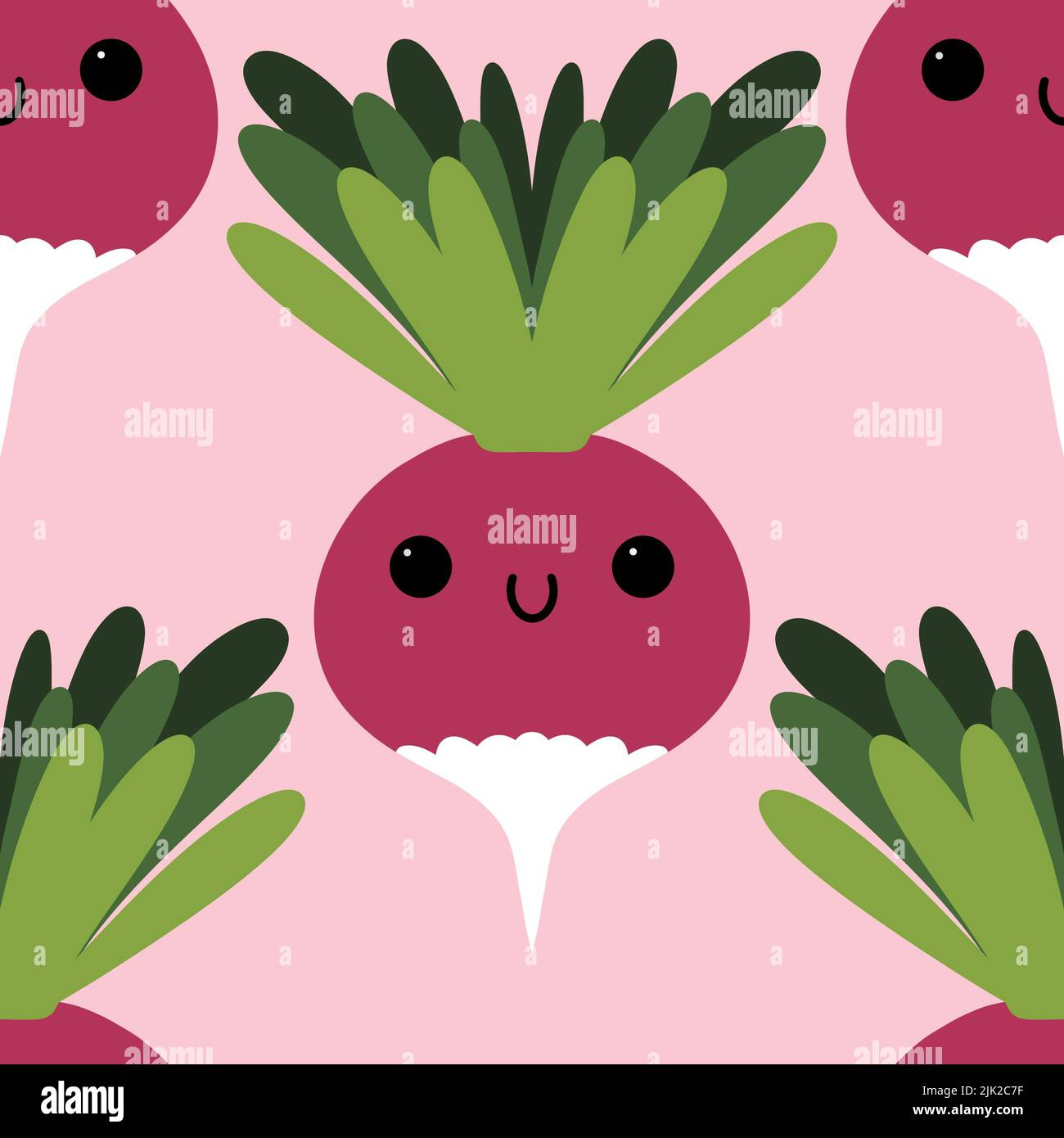 Red radish seamless vegetable cartoon pattern with wrapping paper and ...