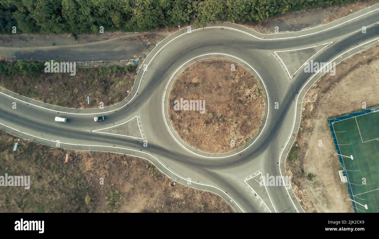 Aerial view of a roundabout and vehicle circulation Stock Photo - Alamy