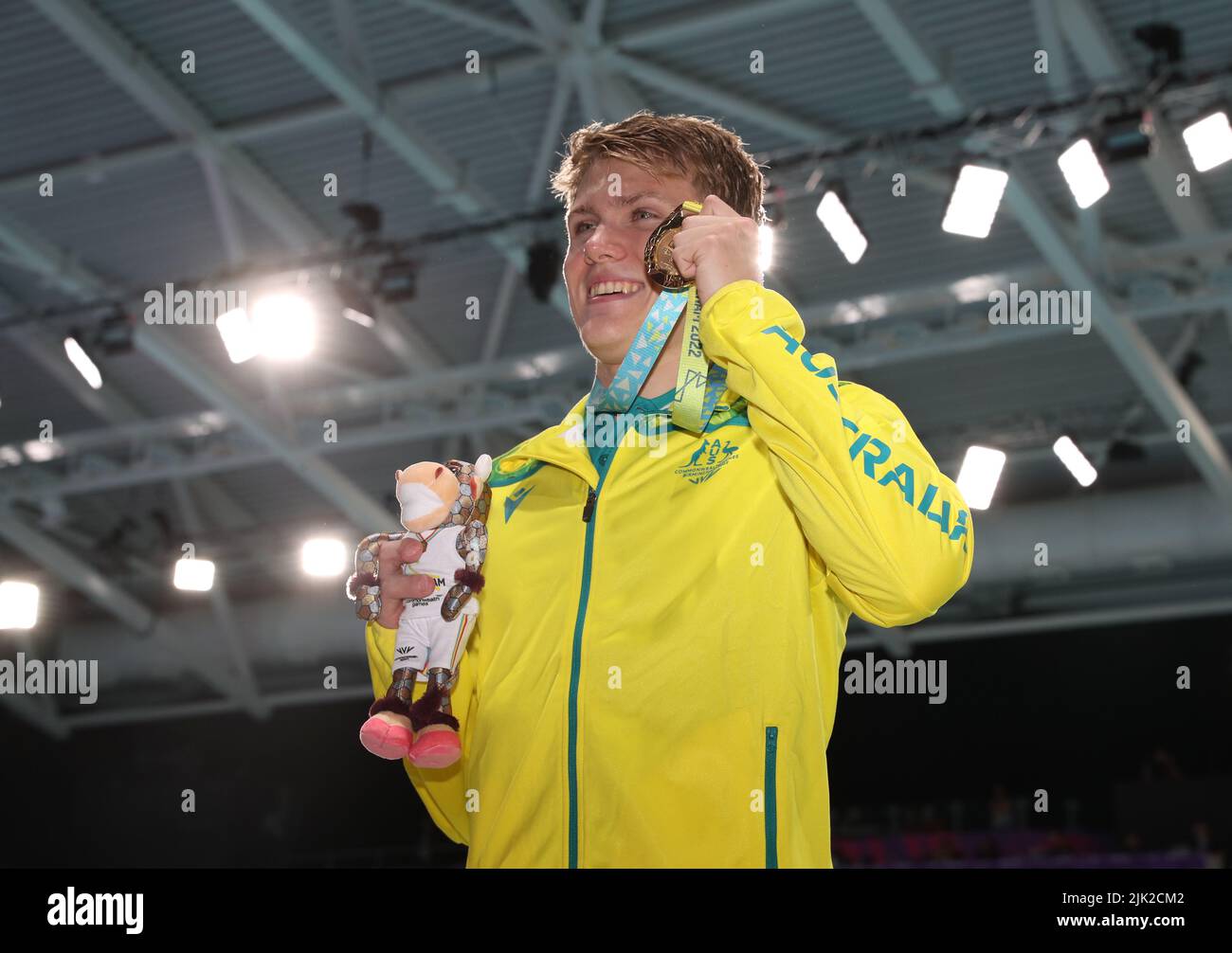 Australia's Timothy Hodge after winning gold in the Men's 100m ...