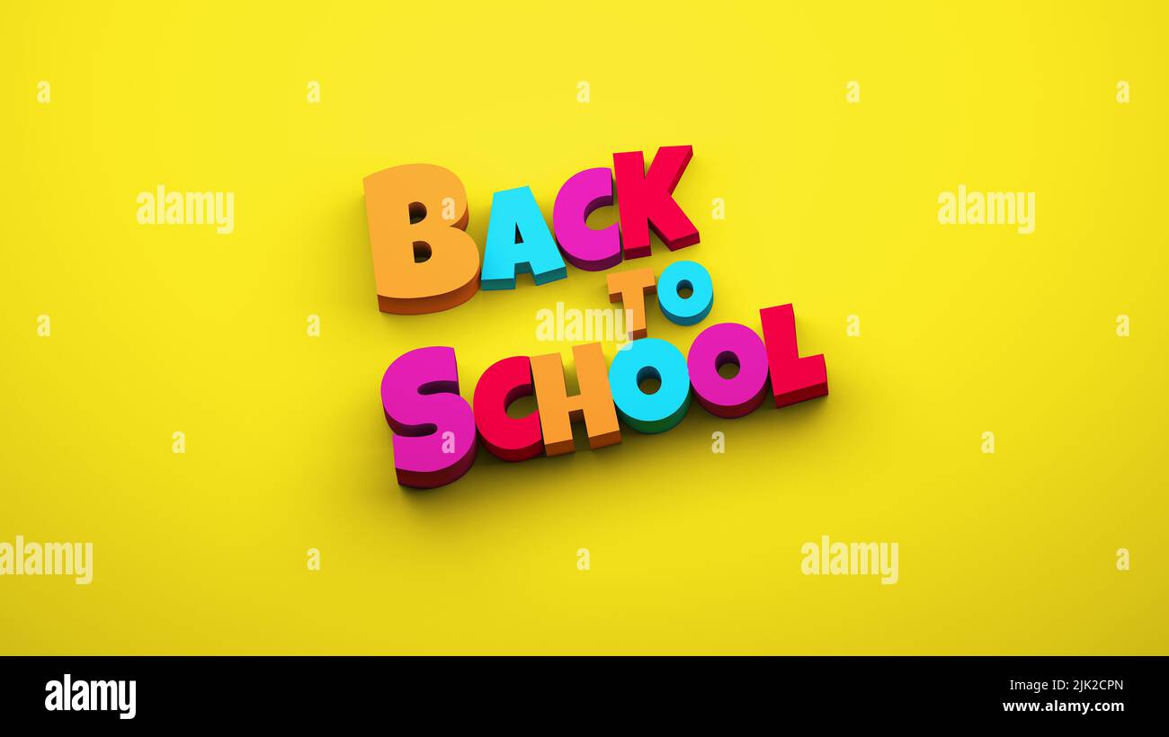 Back to School Text yellow color Presentation Banner Background.3D ...