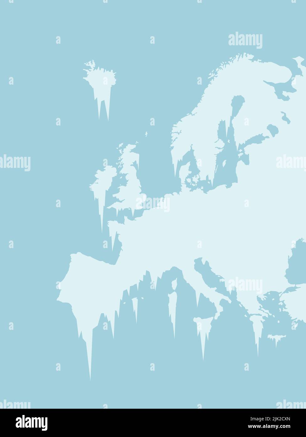 Map of Europe is frozen and with icicle - cold temperature, freeze and ...