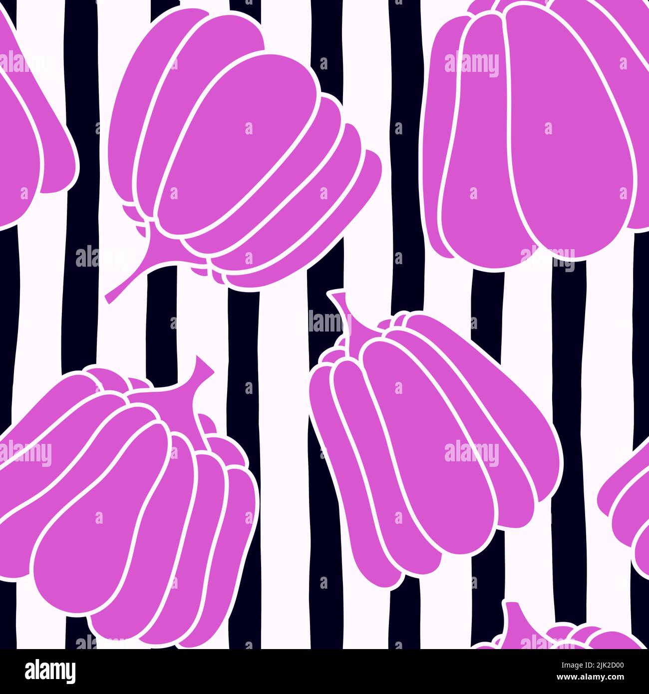 Autumn cartoon line art seamless pumpkins pattern for clothes print and ...