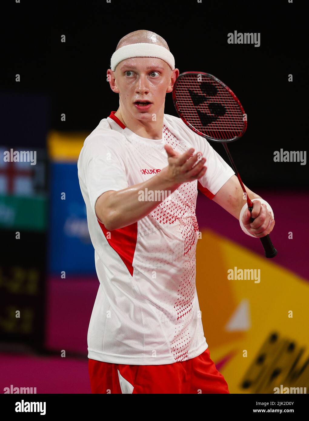 England’s Toby Penty during the Men’s Singles match between England and Mauritius at The NEC on ...