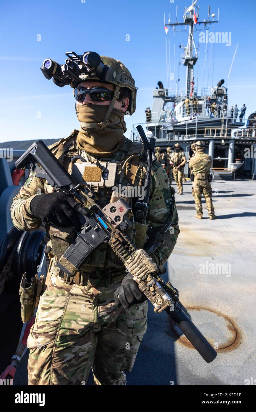 A member of U.S. Naval Special Warfare Task Unit Europe (NSWTU-E ...