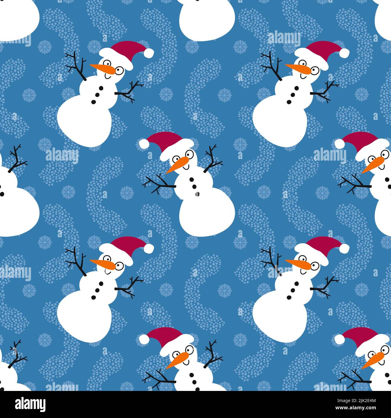 Winter seamless snowman and snowflakes pattern for Christmas wrapping ...