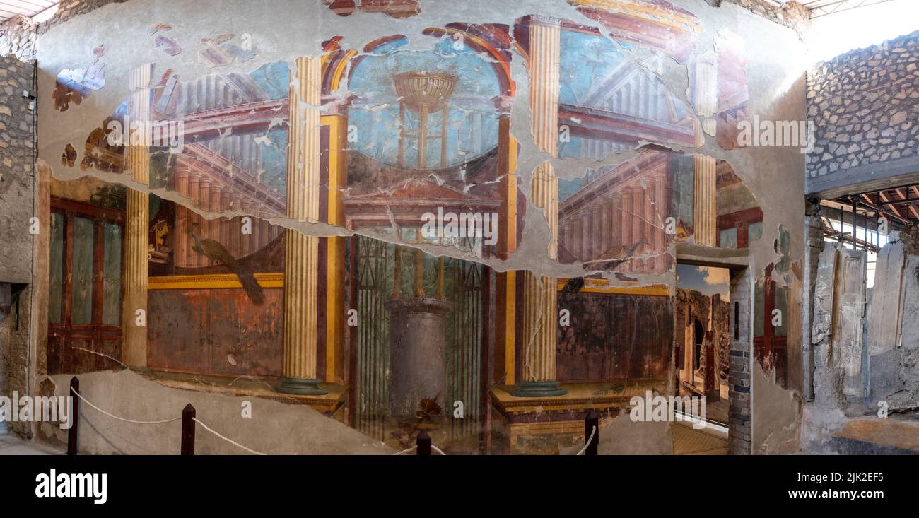 OPLONTIS, ITALY - MAY 03, 2022 - Scenic frescos on the wall of famous ...