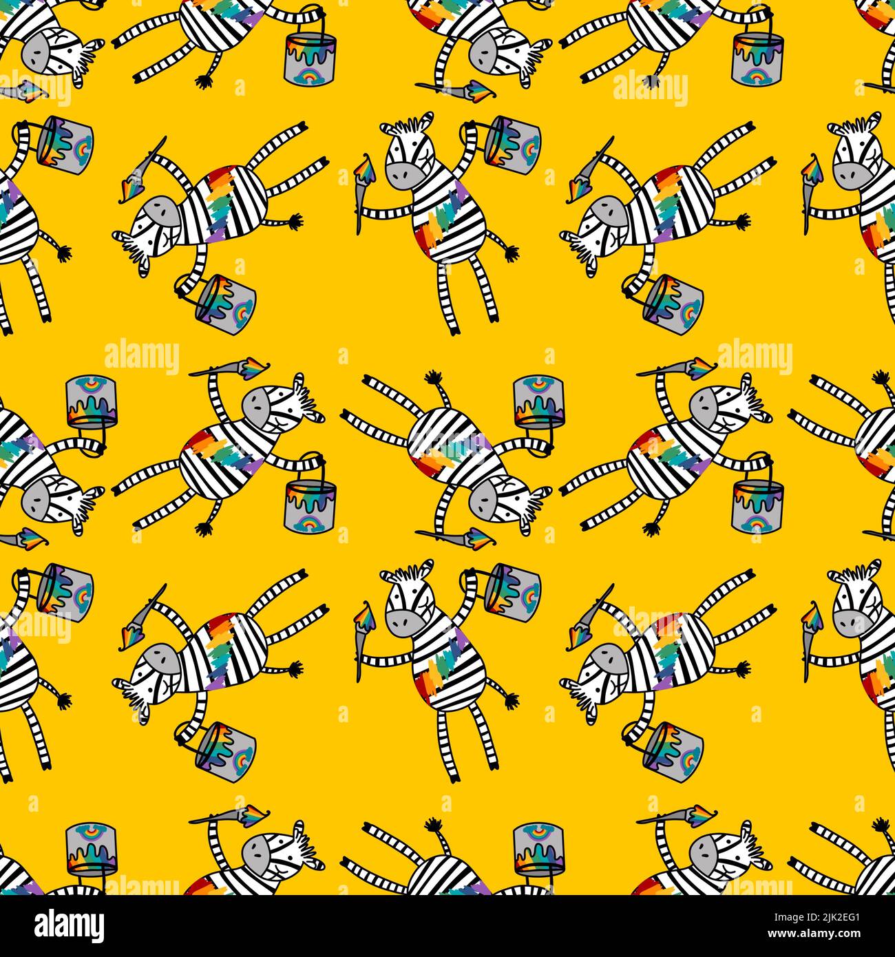 Cartoon kids animals seamless zebra pattern for wrapping paper and ...