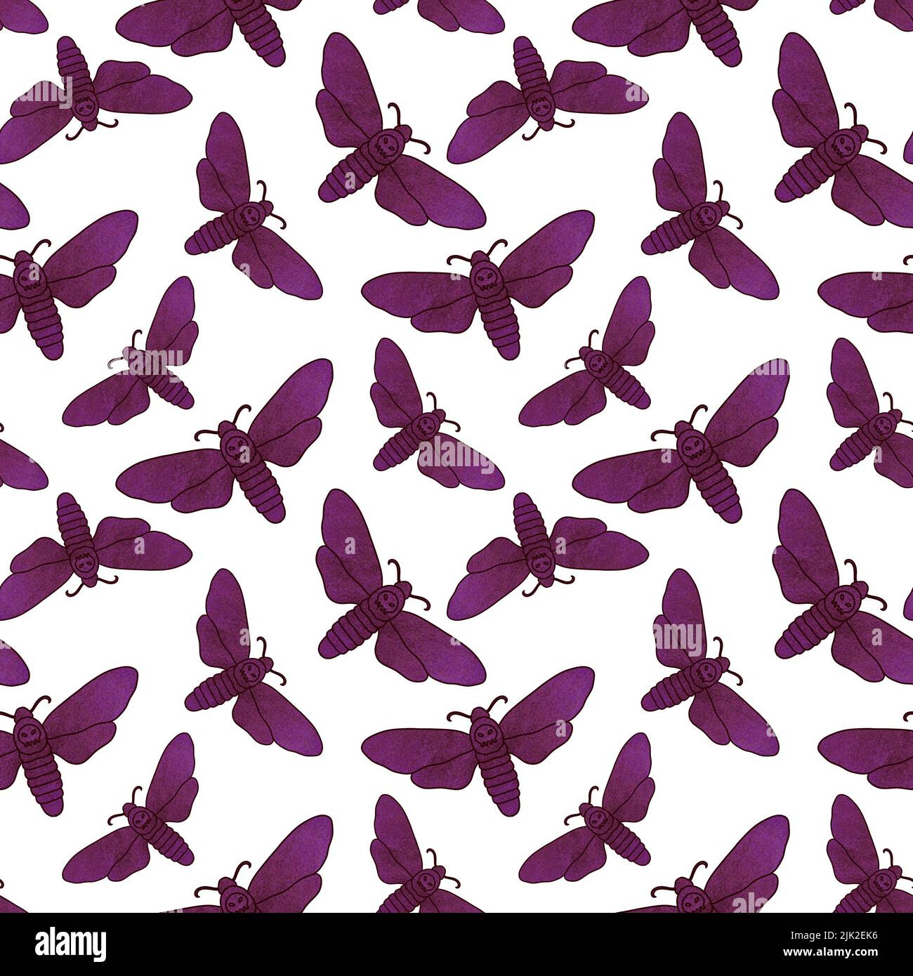 Halloween butterfly seamless moth with sculls pattern for clothes print ...