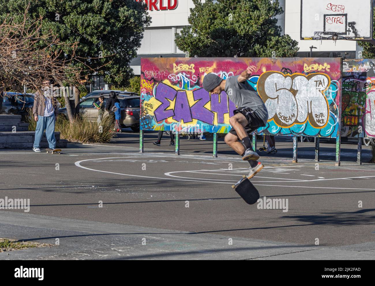 Skateboarder in mid-jump Stock Photo - Alamy
