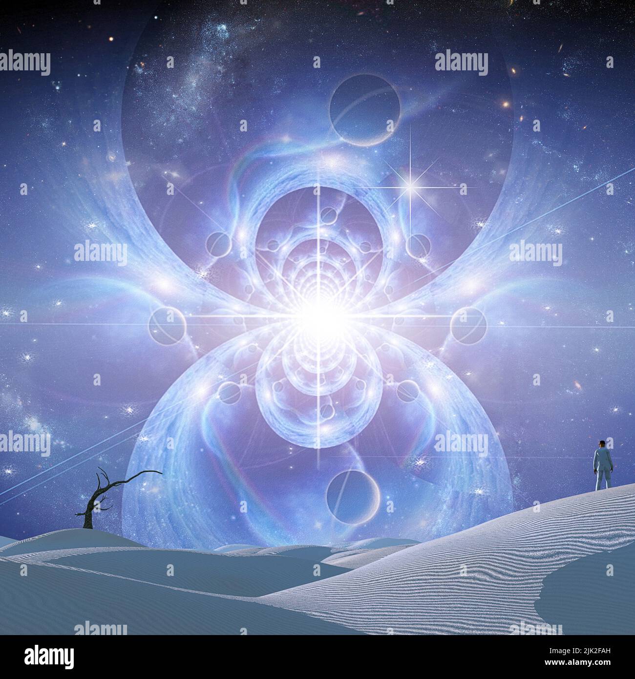 White sand desert on surreal planet. 3D rendering Stock Photo - Alamy