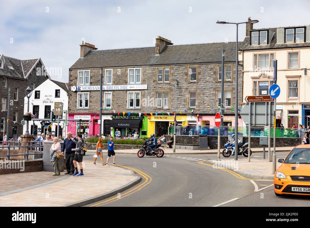 Oban town centre and George street, street scene in summer 2022,Oban ...