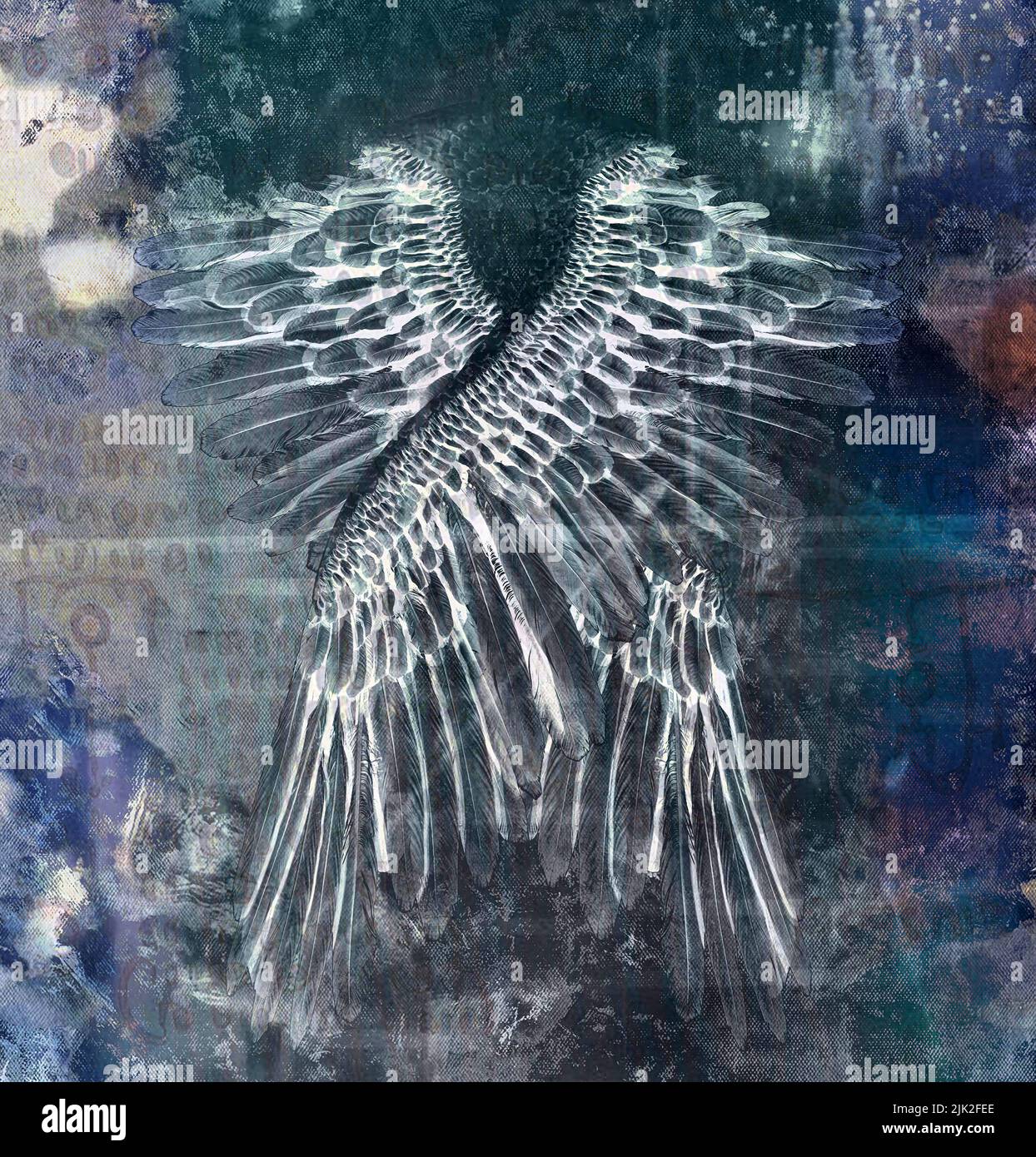 Modern dark art. Angel Wings. 3D rendering Stock Photo - Alamy