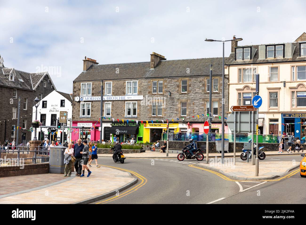 Oban town centre and George street, street scene in summer 2022,Oban ...