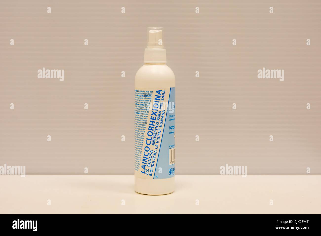 Photography of a Bottle of chlorhexidine spray, topical antiseptic for ...
