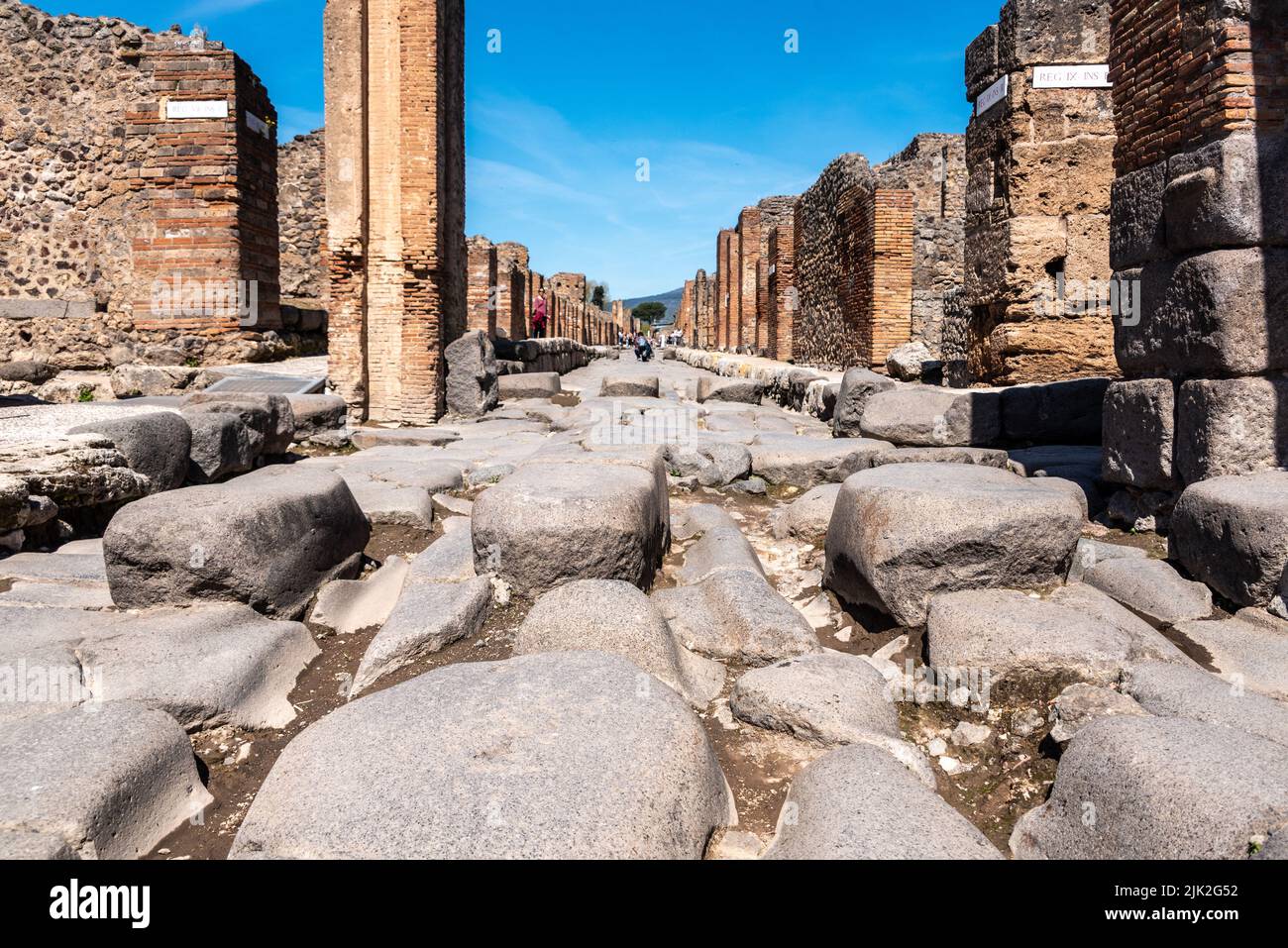 A crosswalk of a typical Roman road in the ancient city of Pompeii ...