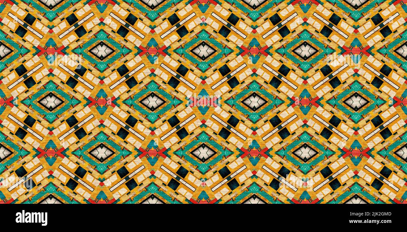 Traditional tile mosaic seamless border pattern print. Fabric effect ...