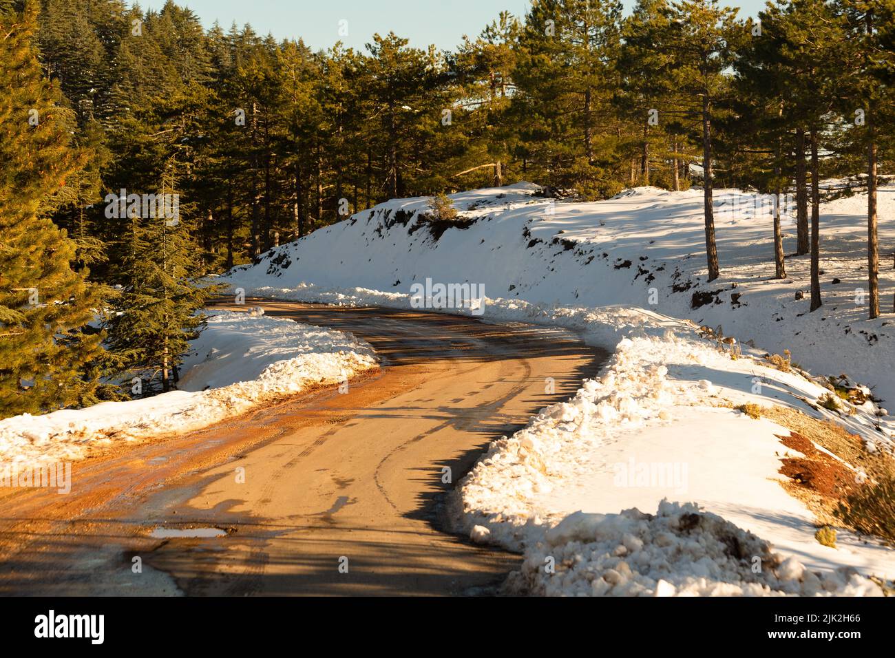 Icy road through wintery hi-res stock photography and images - Alamy