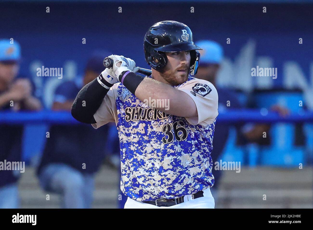 Biloxi, Mississippi, USA. 27th July, 2022. Biloxi Shuckers catcher ...