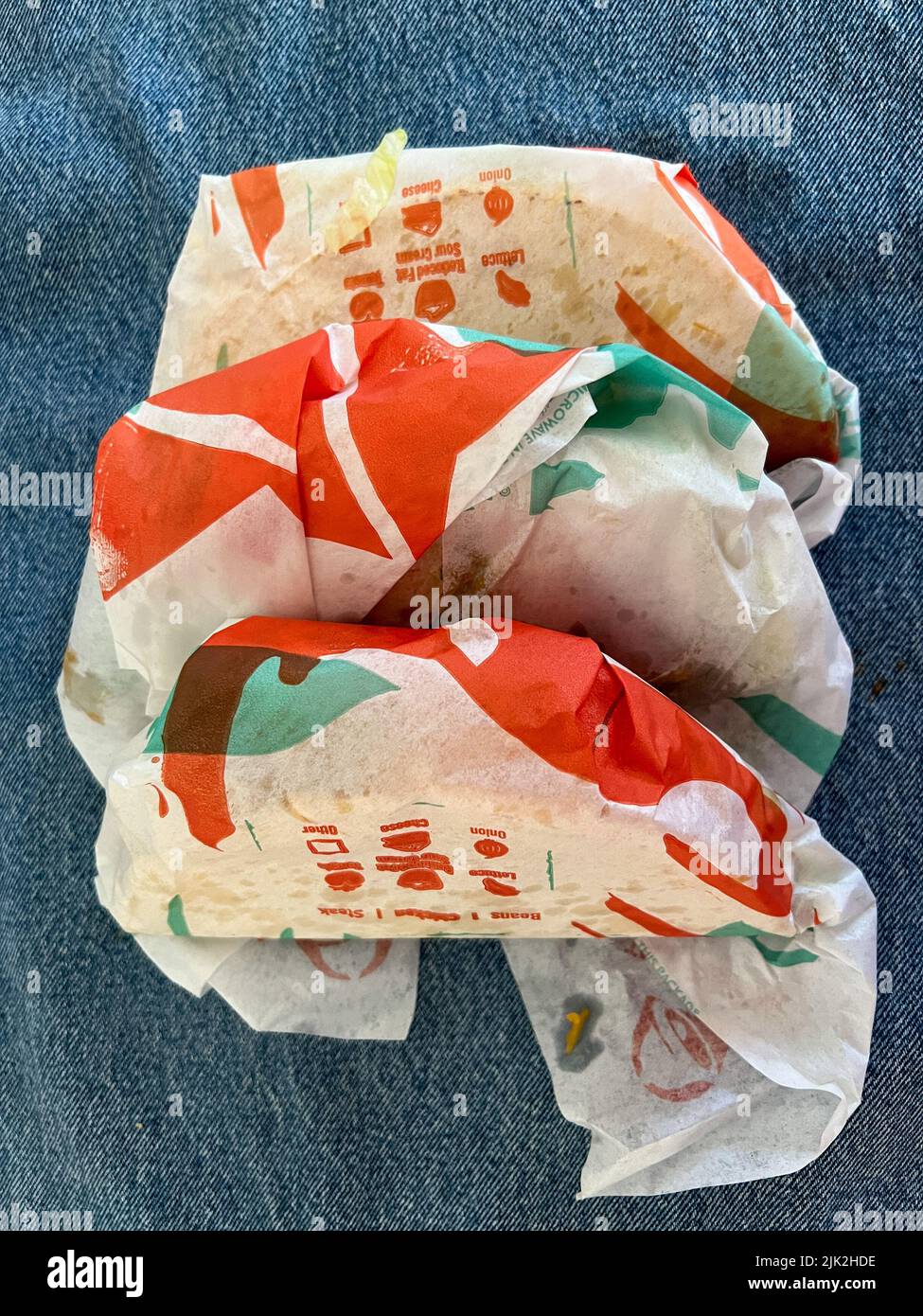 Orlando, FL USA - July 22, 2022: Three crunchy Taco Bell tacos Stock ...