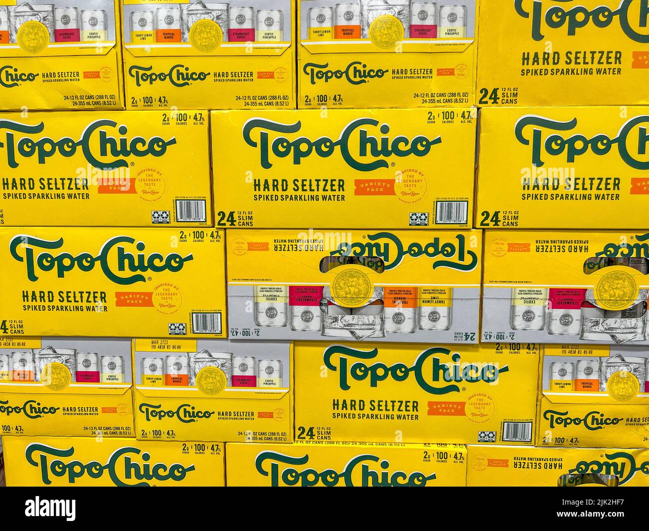 Orlando, FL USA - July 5, 2022: Cases of cans of Topo Chico Flavored ...