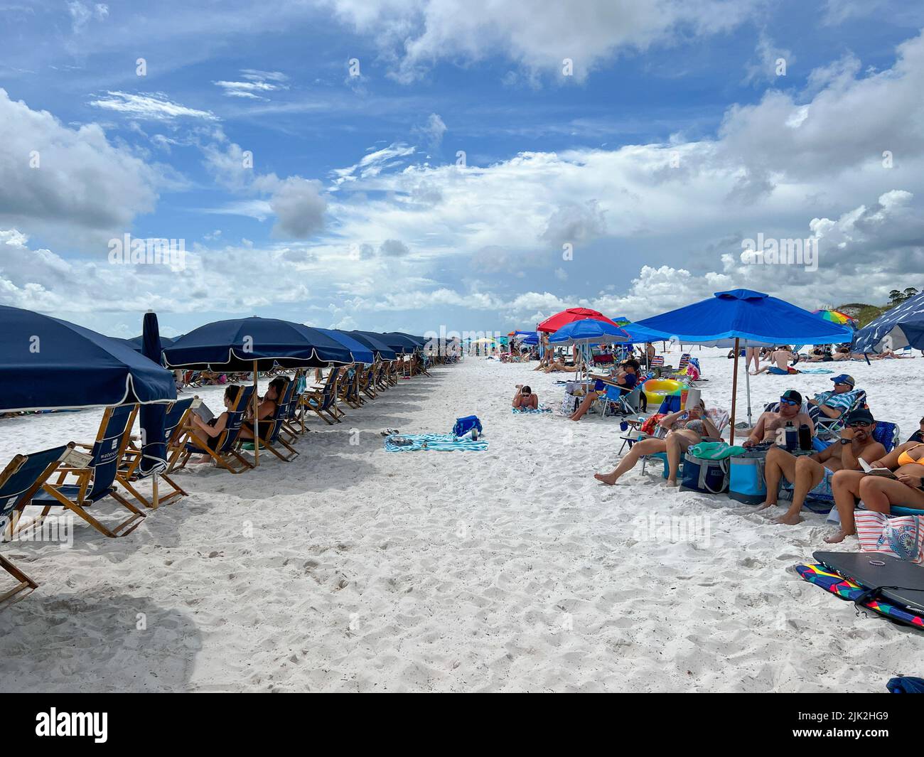 Watercolor, FL USA - July 25, 2022: The Beach with Blue Umbrella and ...