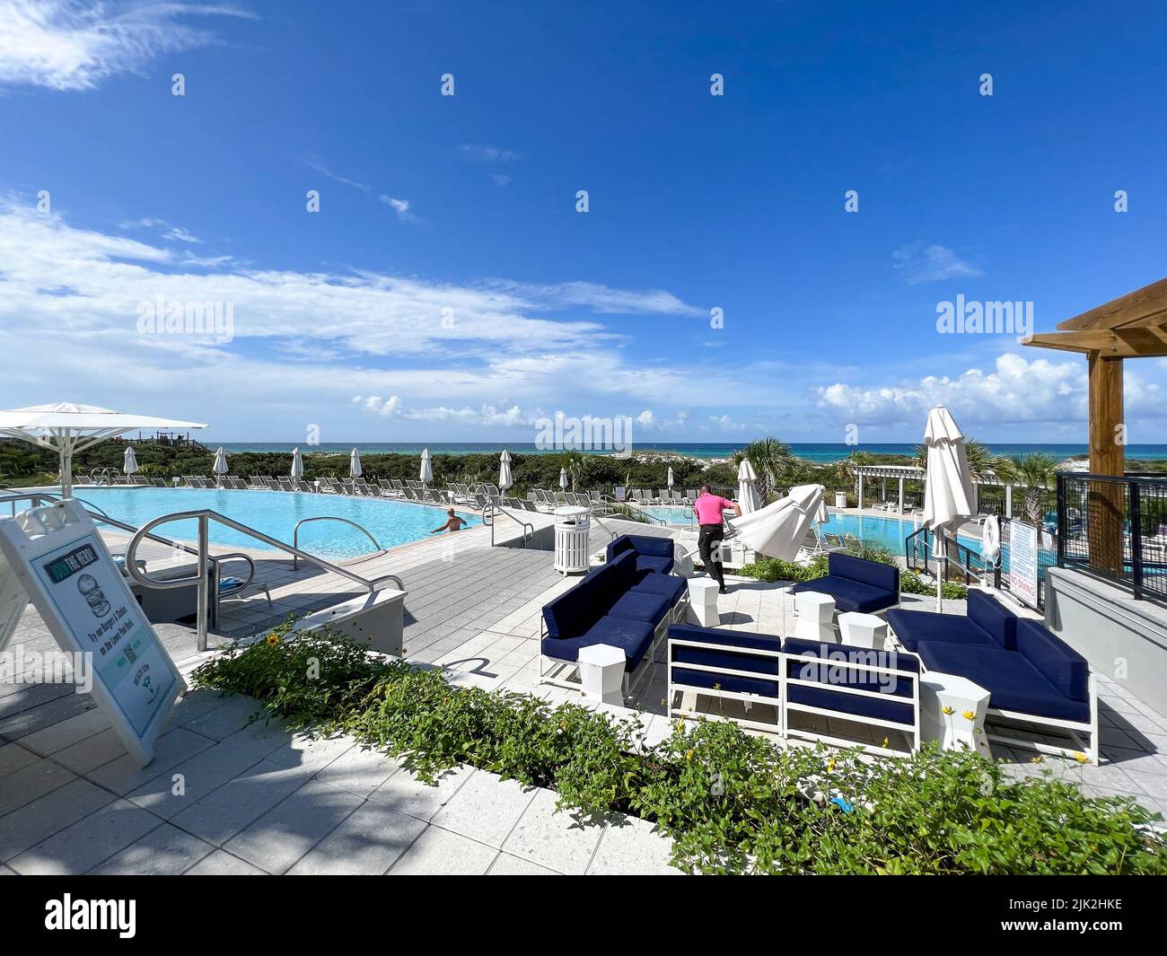 Watercolor, FL USA - July 25, 2022: The swimming pool at the Watercolor ...