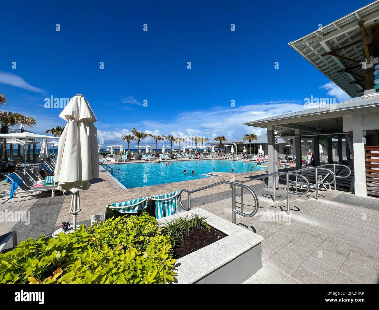 Watercolor, FL USA - July 25, 2022: The swimming pool at the Watercolor ...